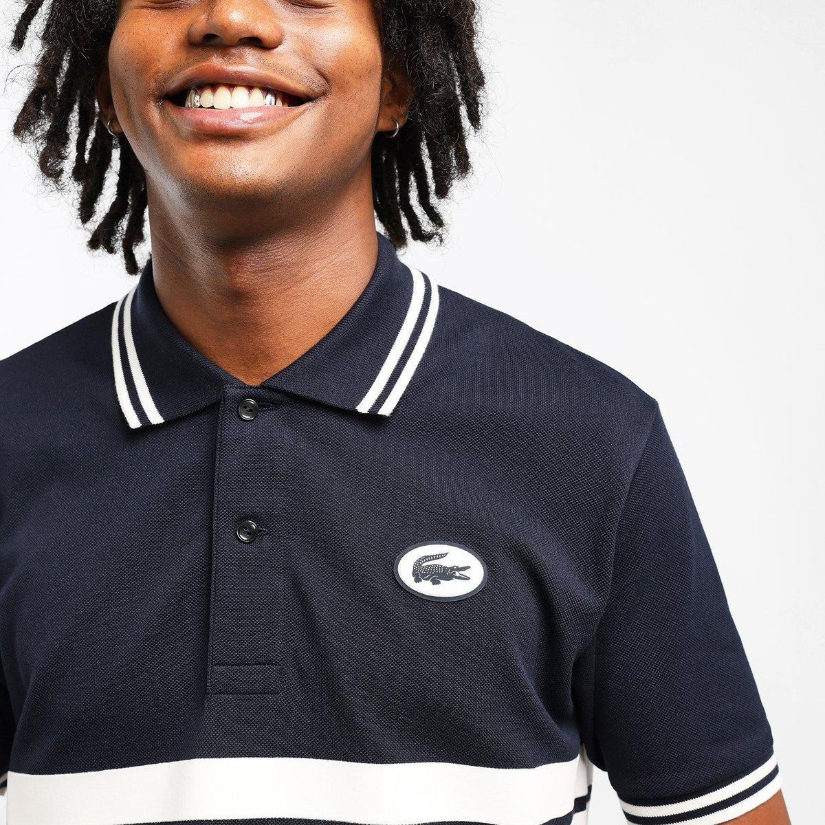 สีฟ้า Lacoste เสื้อแขนสั้นผู้ชาย Flocked Piqué Polo - JD Sports ...